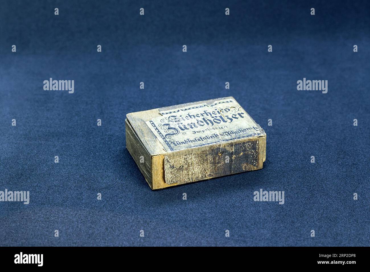 Old german matchbox, circa 1942, Czechowice, Poland. Dark background ...