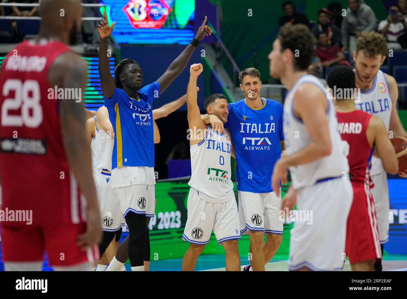 Italy team celebrates after winning against Puerto Rico during their ...
