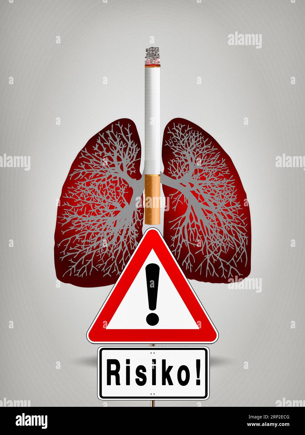 Symbol image, attention sign for health risk, lung disease ...