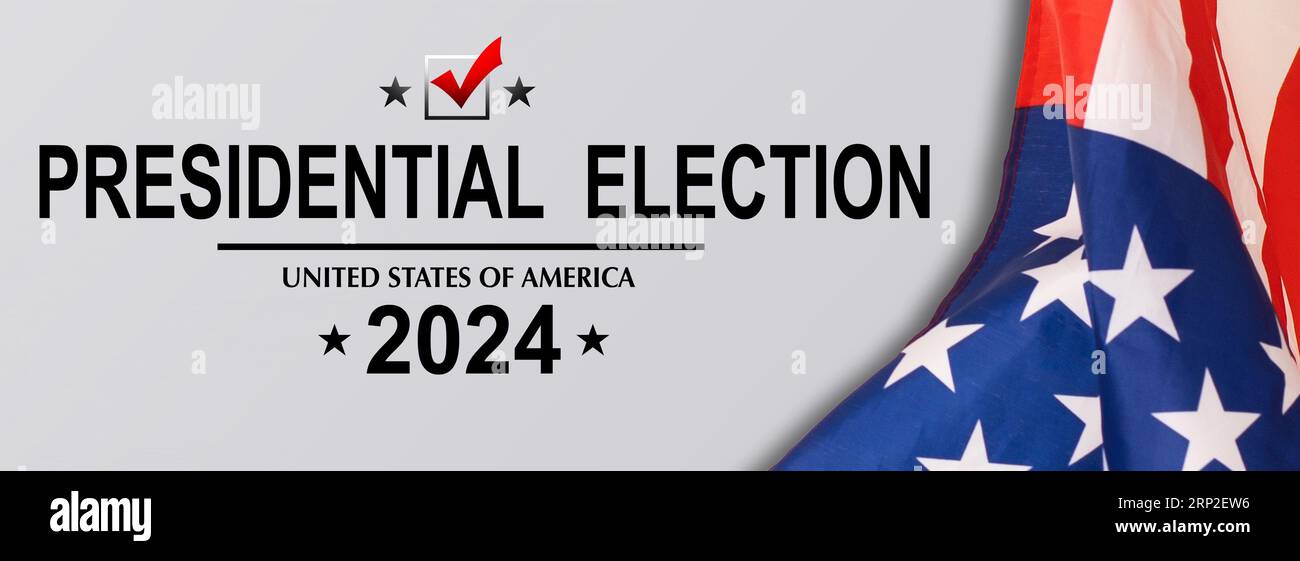 Presidential Election 2024 text on white paper over Waving American ...