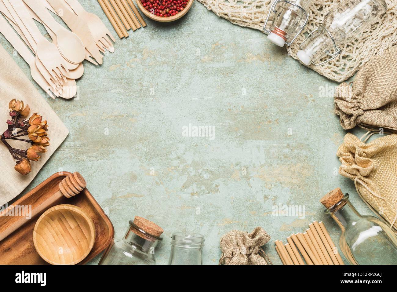 Environment friendly objects frame with copy space 1 Stock Photo - Alamy