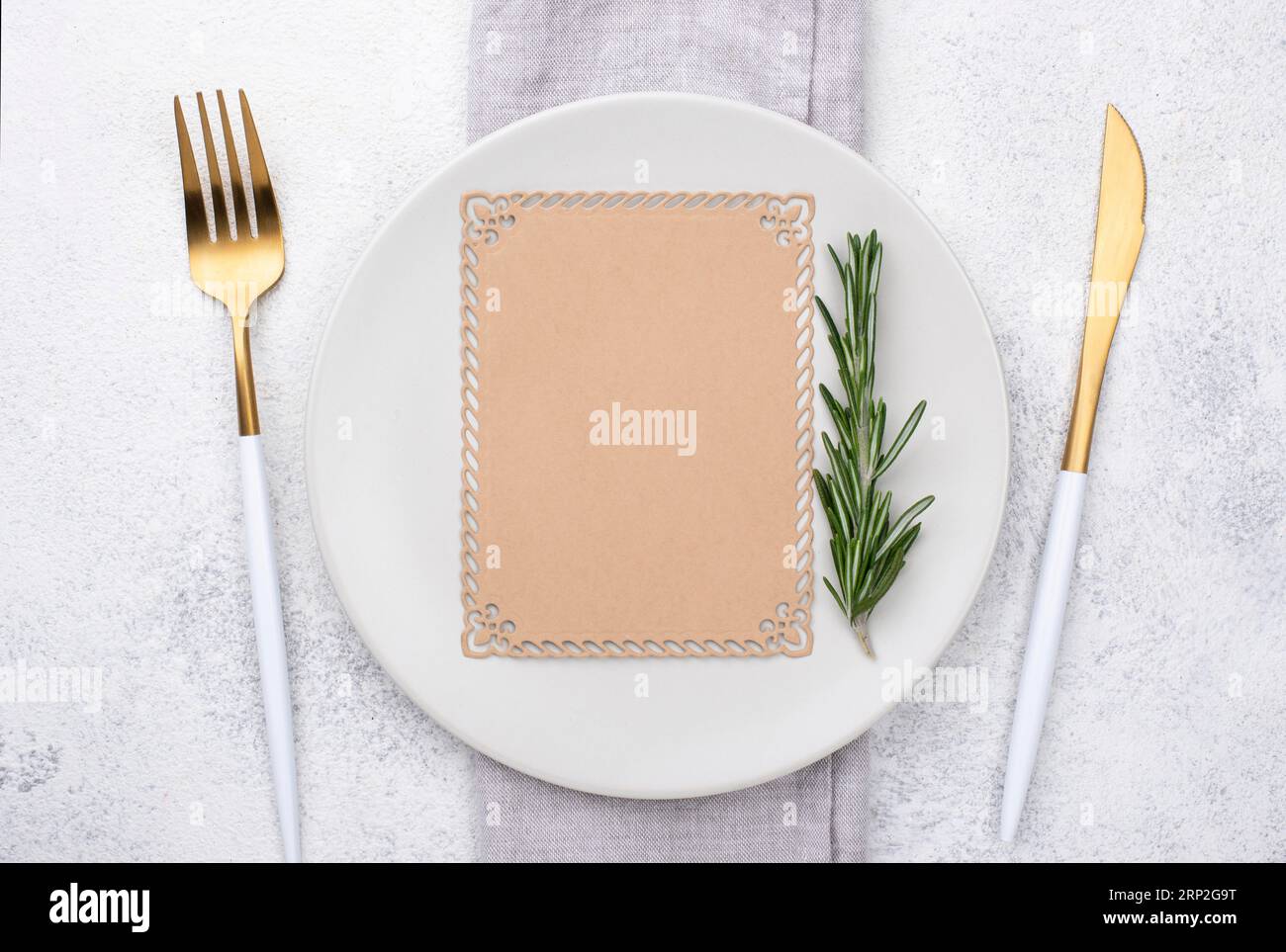 Flat lay table setting Stock Photo - Alamy
