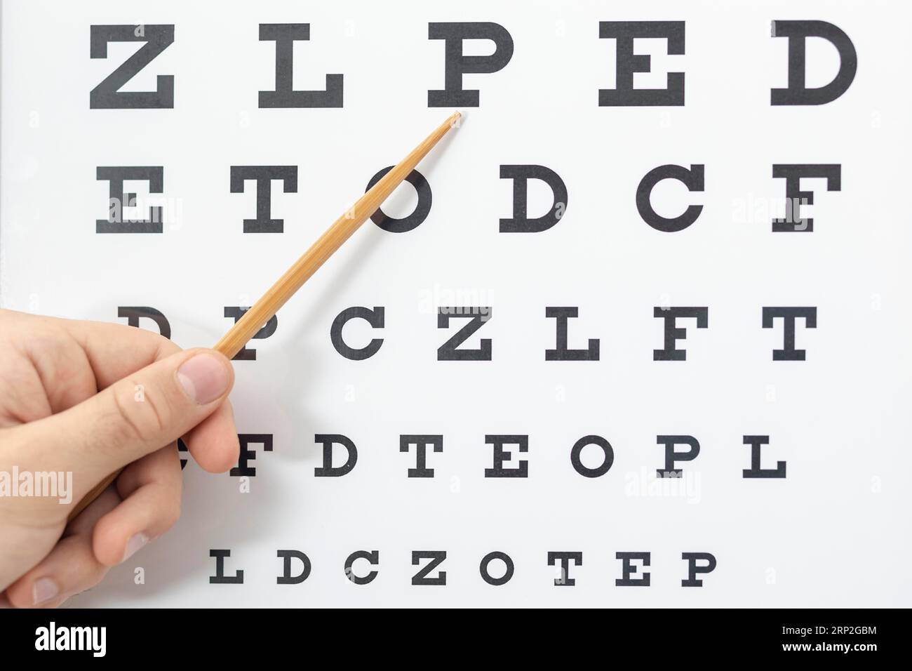 Front view eye test with letters Stock Photo - Alamy