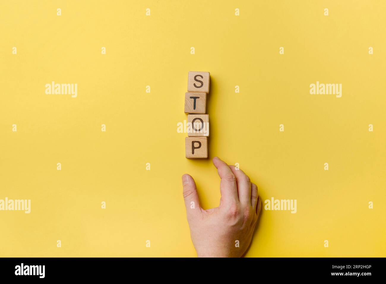 Top view stop message Stock Photo - Alamy