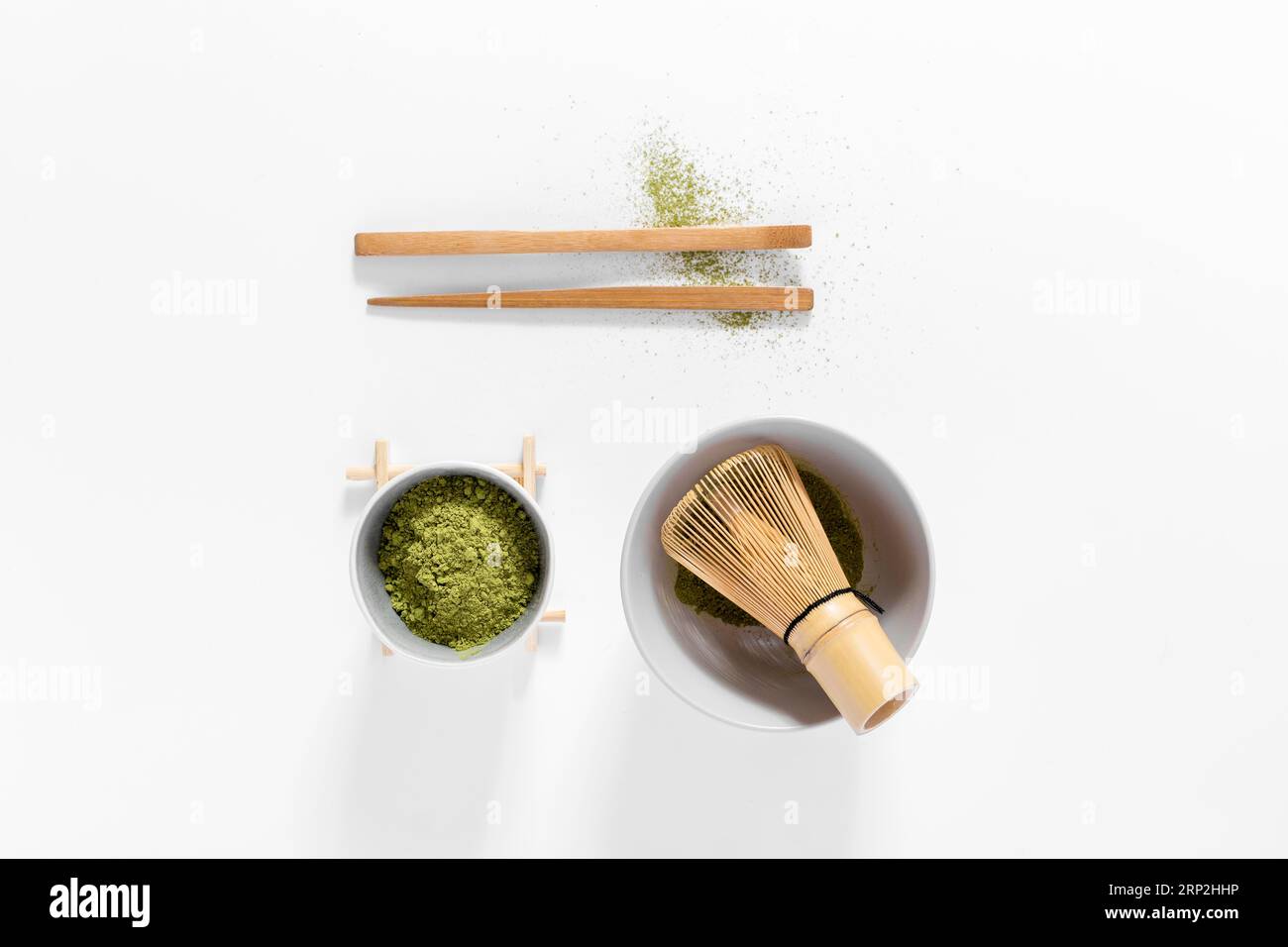 Top view matcha concept with bamboo whisk Stock Photo - Alamy