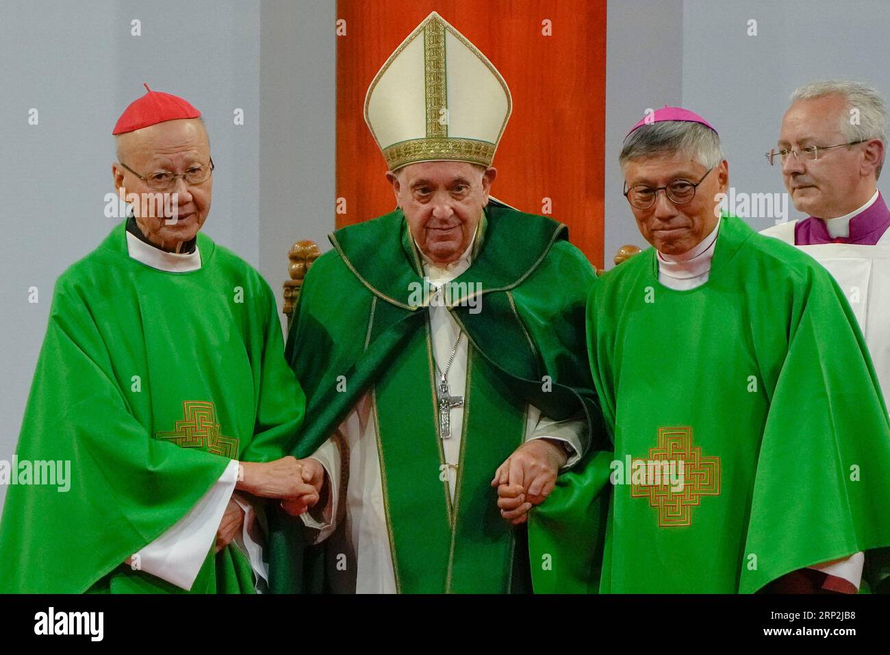 Pope Francis is joined by Cardinal John Tong Hon, left, and Cardinal ...