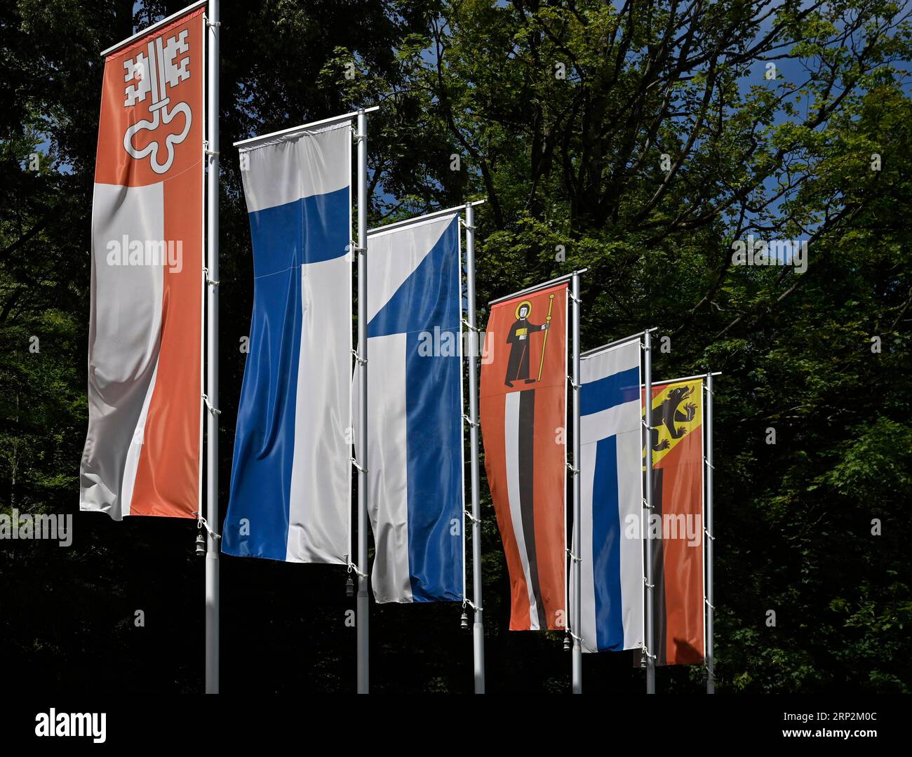 Swiss cantonal flags Nidwalden, Lucerne, Zurich, Glarus, Zug, Bern ...