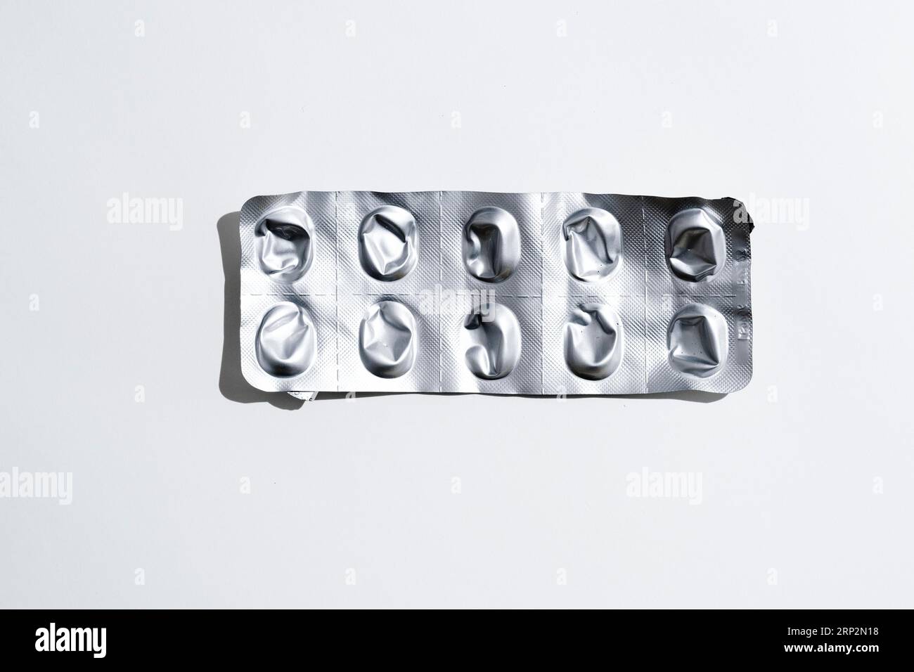 Empty tablet blister pack against white background, top view Stock ...