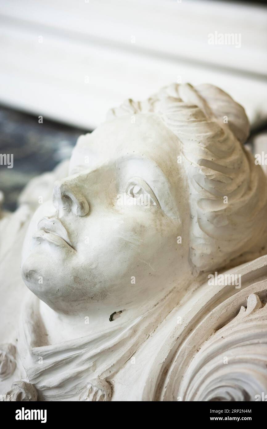 A woman's head in plaster for restoration by a plasterer Stock Photo ...
