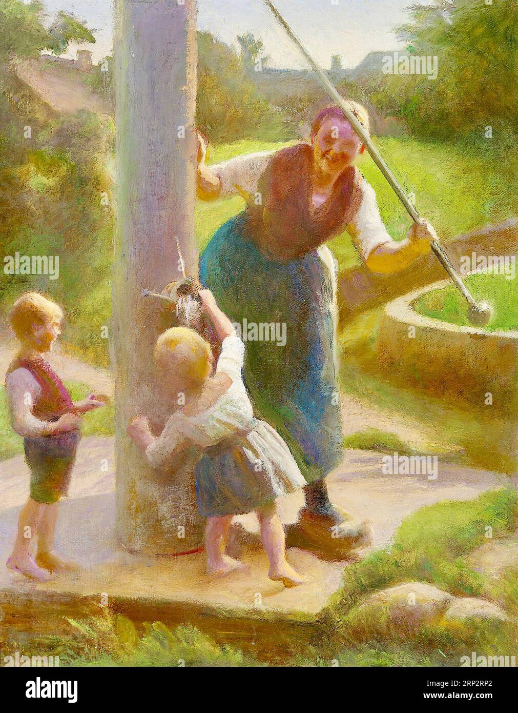 Hans Ole Brasen - Mother and Child at Water Pump - 1890 Stock Photo - Alamy