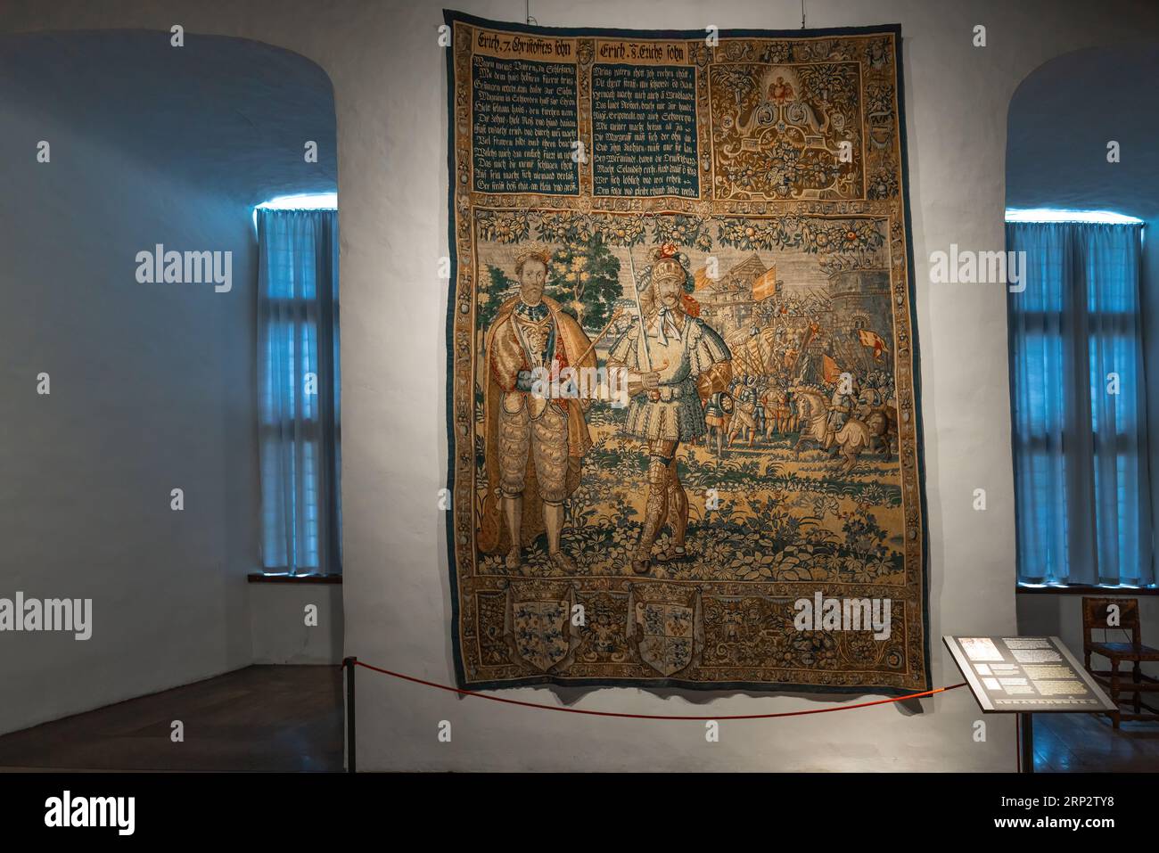 Tapestry depicting Erik VII and Erik VIII at Little Hall of Kronborg ...