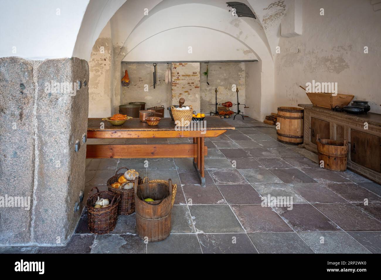 Royal Kitchens at Kronborg Castle Interior - Helsingor, Denmark Stock ...