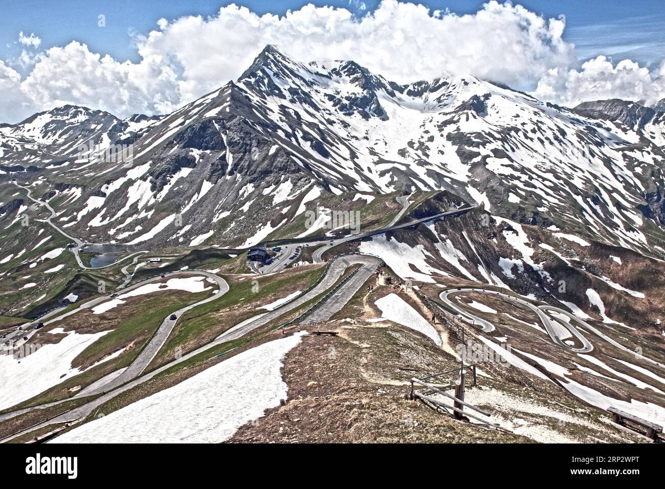 Photo with reduced dynamics saturation HDR of mountain pass alpine ...
