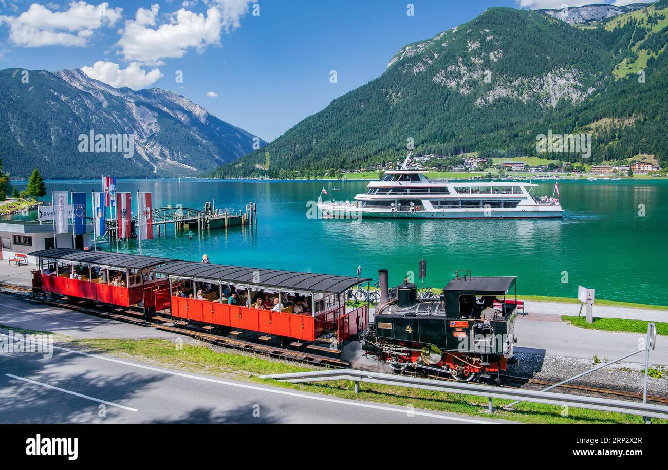 Seespitz stop with the historic steam rack railway, Achensee railway ...