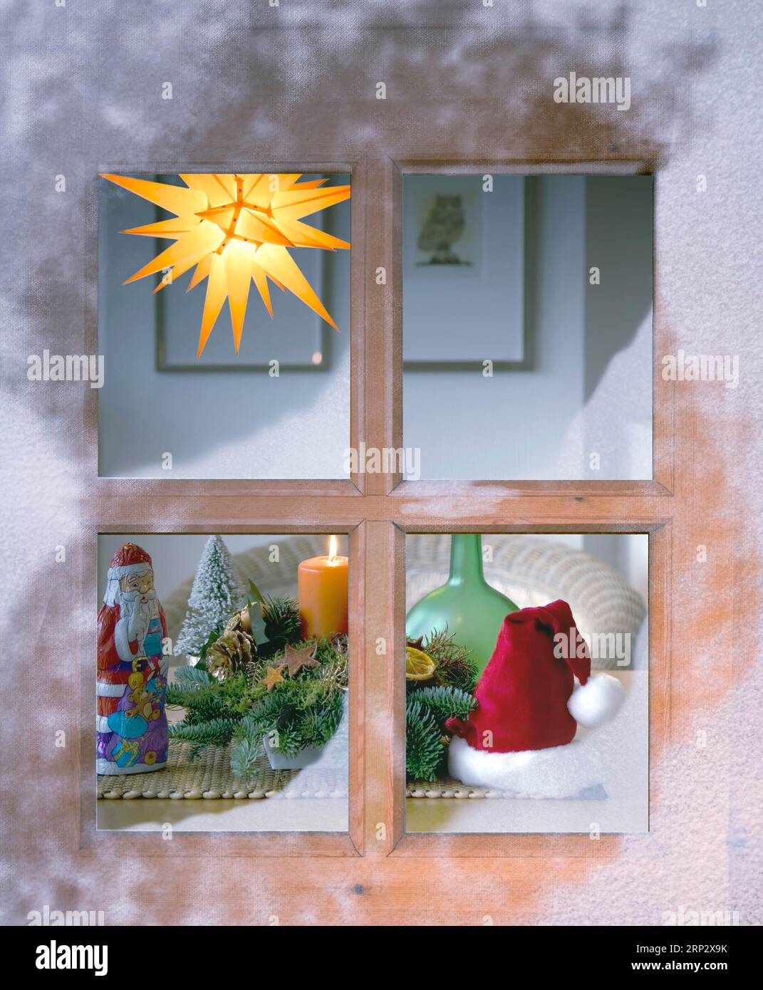 View from outside through the window onto a gift table Stock Photo - Alamy