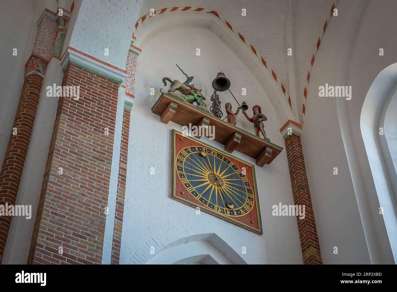 Clock with Saint George and the Dragon at Roskilde Cathedral Interior ...