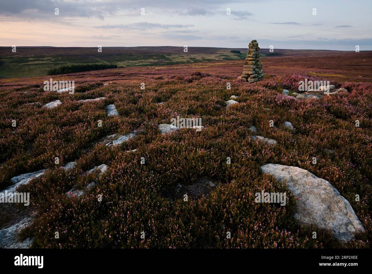 The ancient cairn of Iron Howe on Cow Ridge in the North York Moors, UK ...