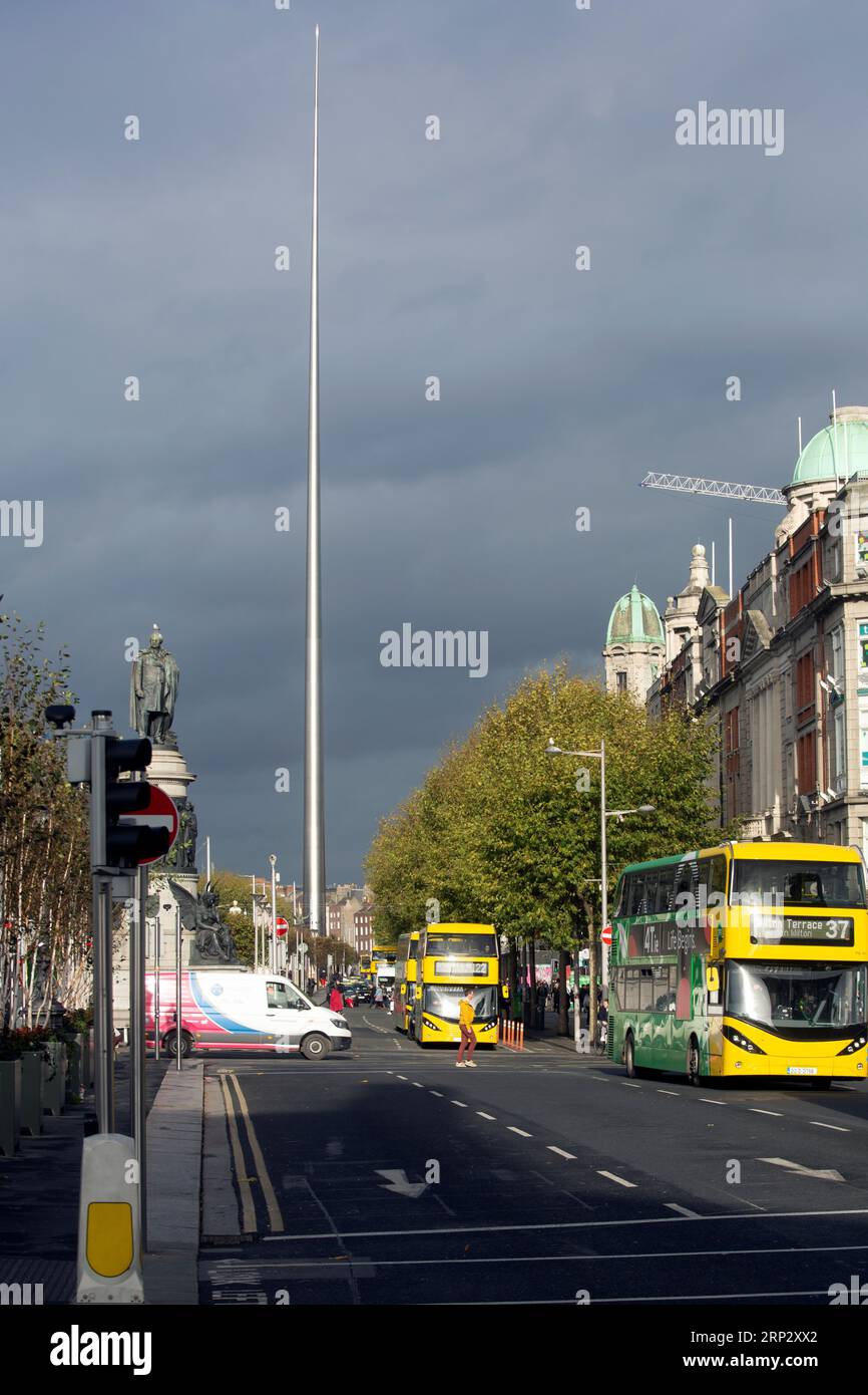 A view of O Connell Bridge and O Connell Street on a bright day with ...