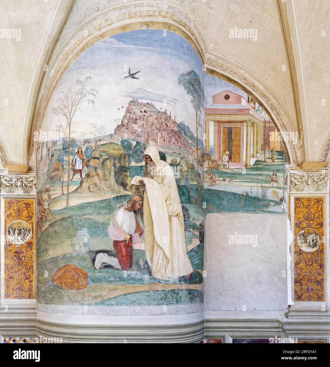 Benedict receives the hermit habit from the monk Romanus at Subiaco ...