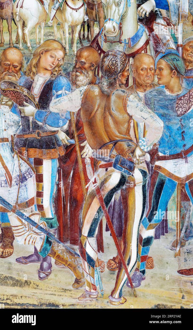 Landsknecht in typical Renaissance dress with tights and doublet ...
