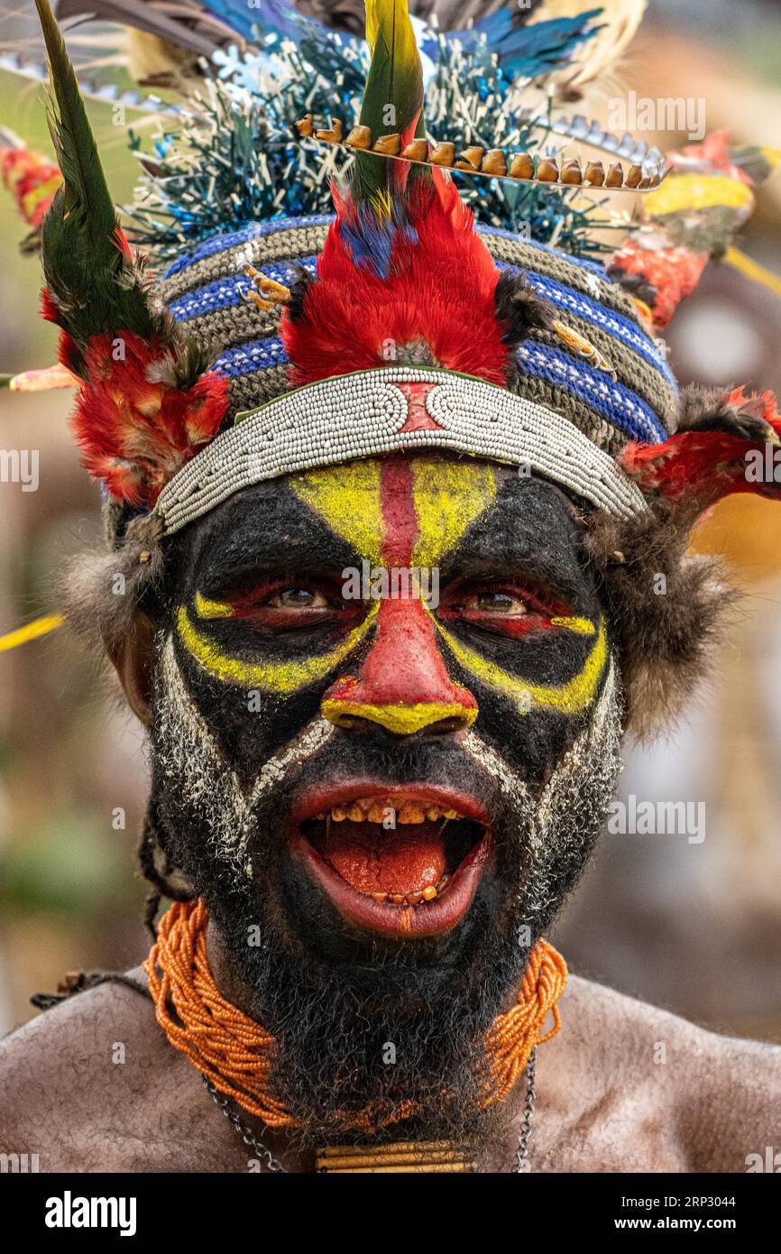 Dancers in war paint, Sing Sing, Festival, Mount Hagen, Papua New ...