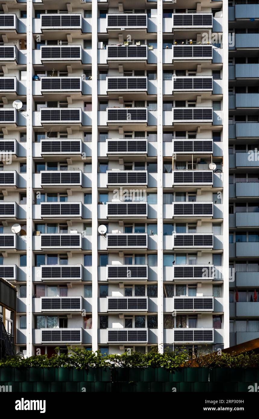 Photomontage of balcony solar panels on a high-rise building in ...