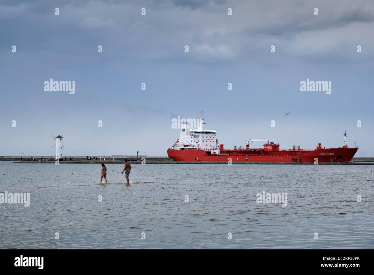 Poland, Swinoujscie, 23.07.2023, mouth of the Swine, harbour entrance ...