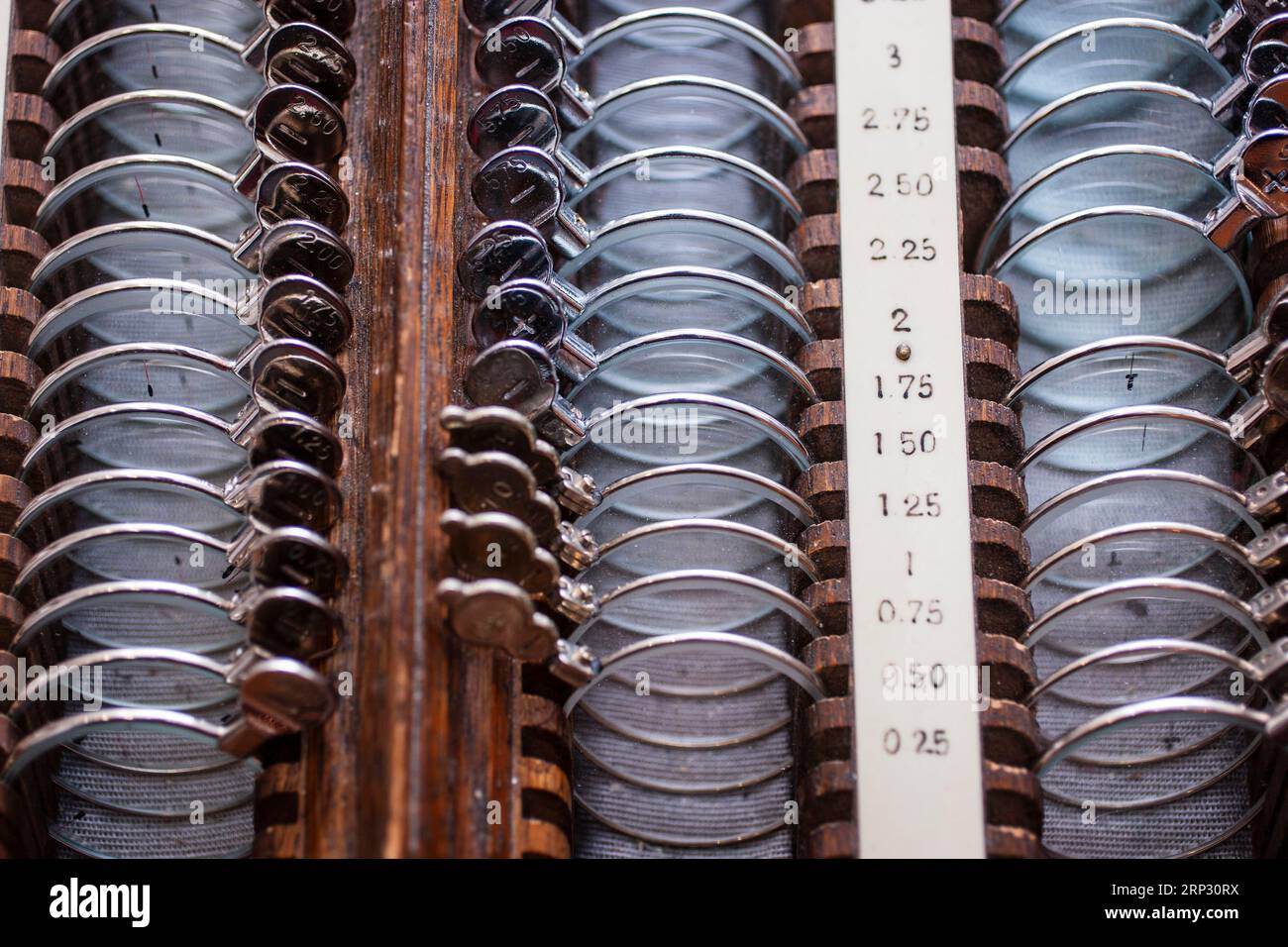 Various lenses for determining the diopter at an optician's Stock Photo ...