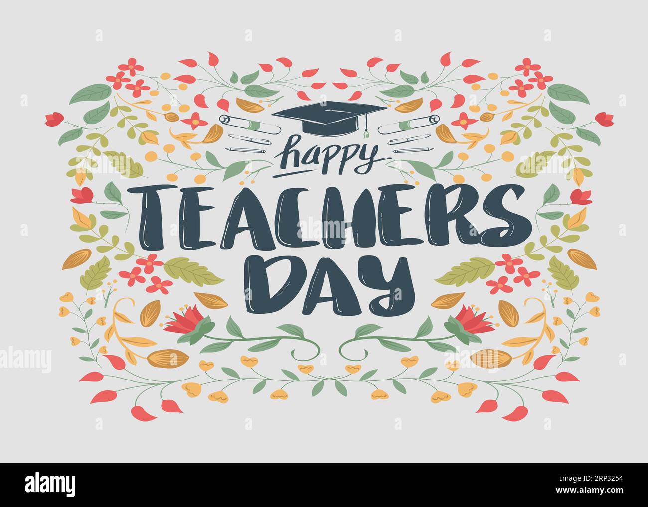 Happy Teachers Day vector illustration with school equipment for poster ...