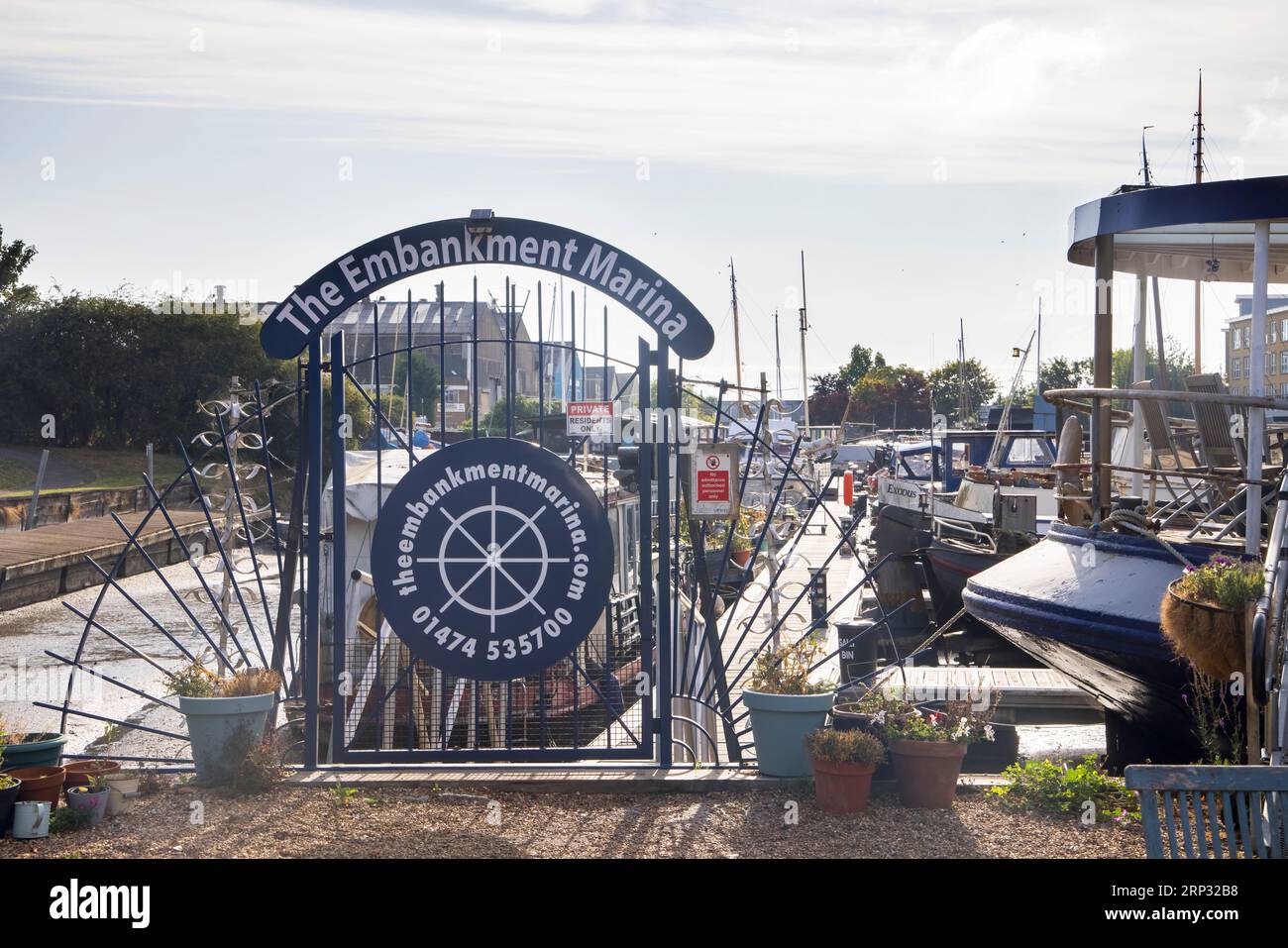 boats in the embankment marina on the river thames in gravesend in kent ...