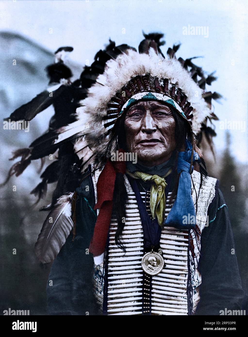 Iron Shell, Lakota, Sioux tribe, half-length portrait, facing front in ...