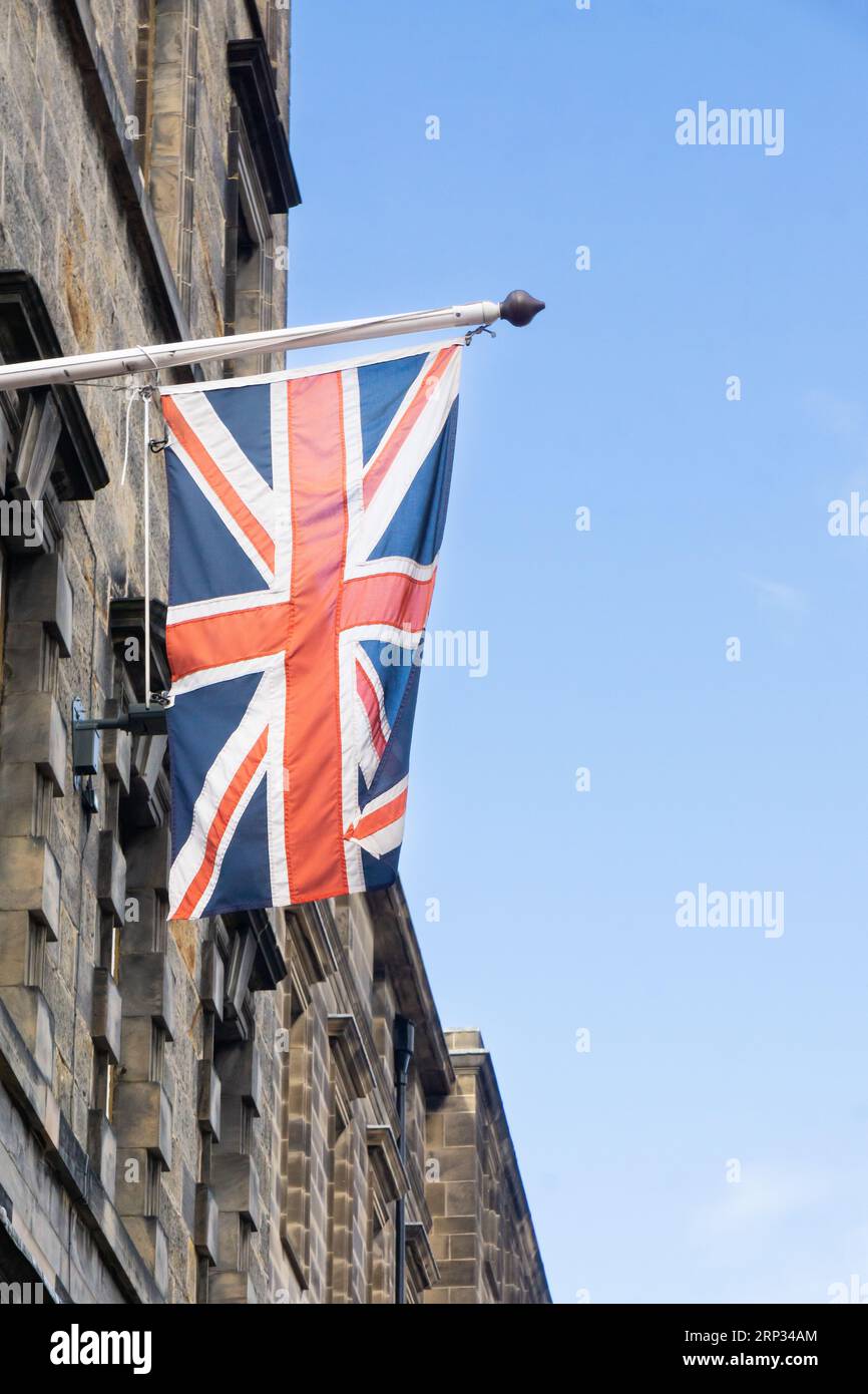 United Kingdom flag on a flagpole on a building on Edinburgh's Royal ...