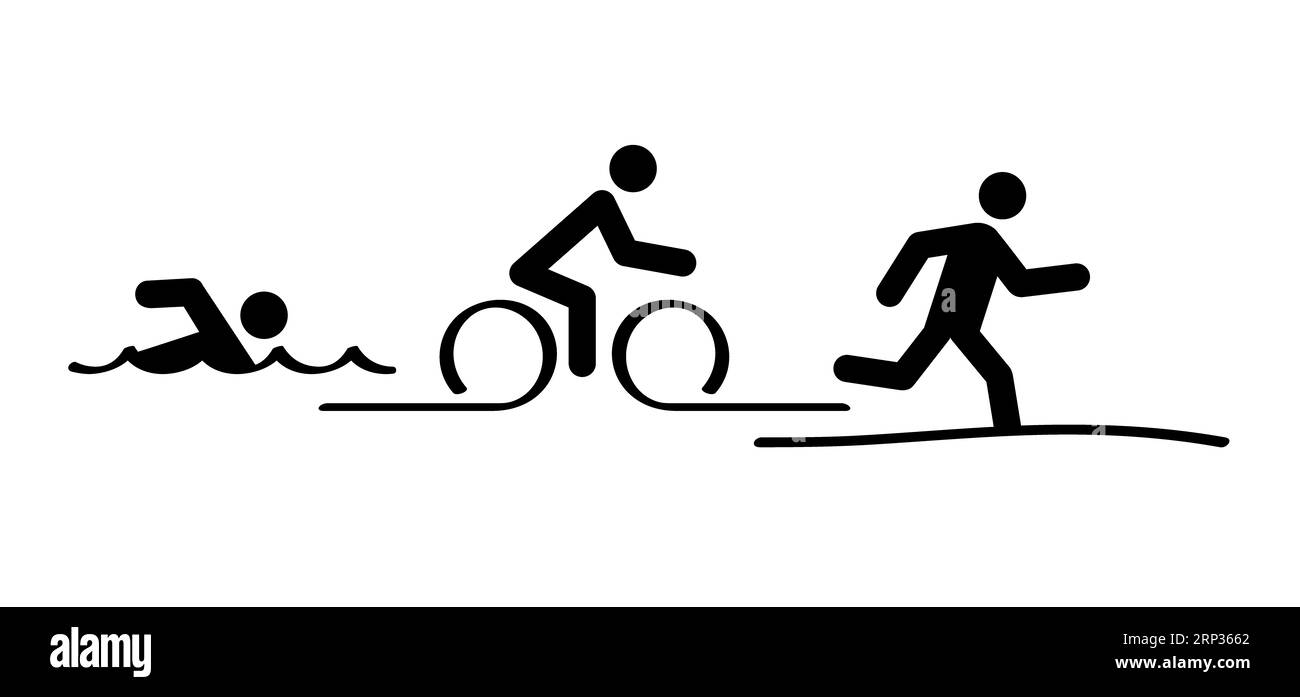 Triathlon line pattern. Triatlon route. Sports for swimming, cycling and running or run, bike ...