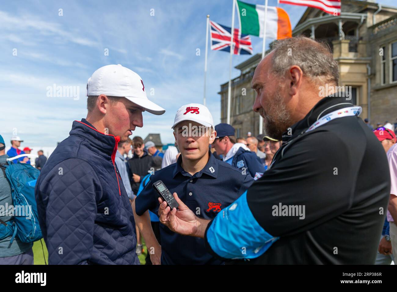 St Andrews, Scotland. 3rd Sep 2023. Calum Scott and Connor Graham being ...