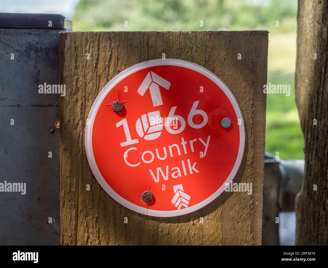 A 1066 Country Walk marker on a post on the edge of Battle (site of the ...