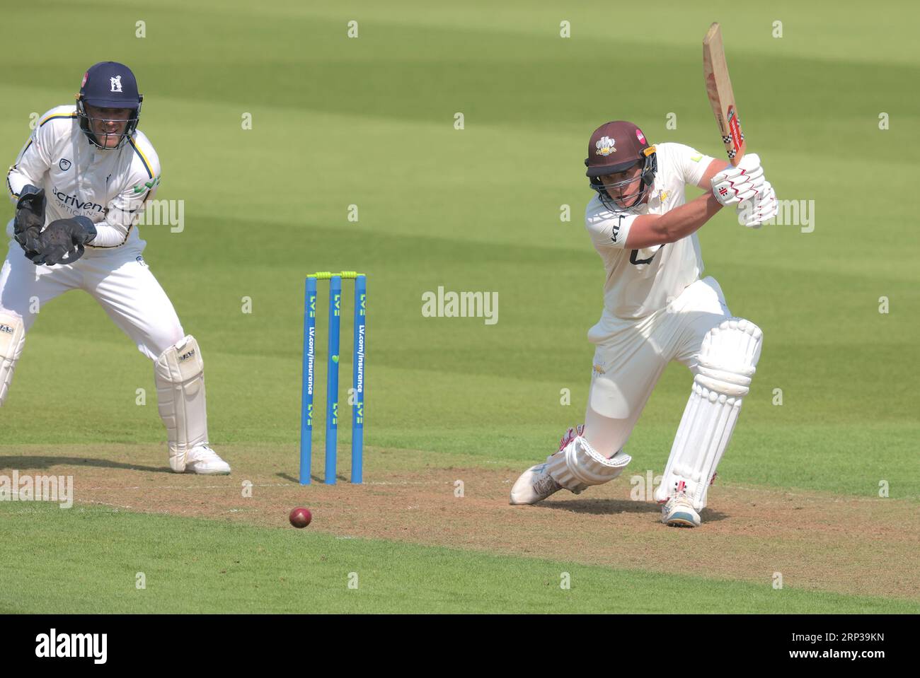 London, UK. 3rd Sep, 2023. Surrey's Jamie Smith drives as Surrey take ...