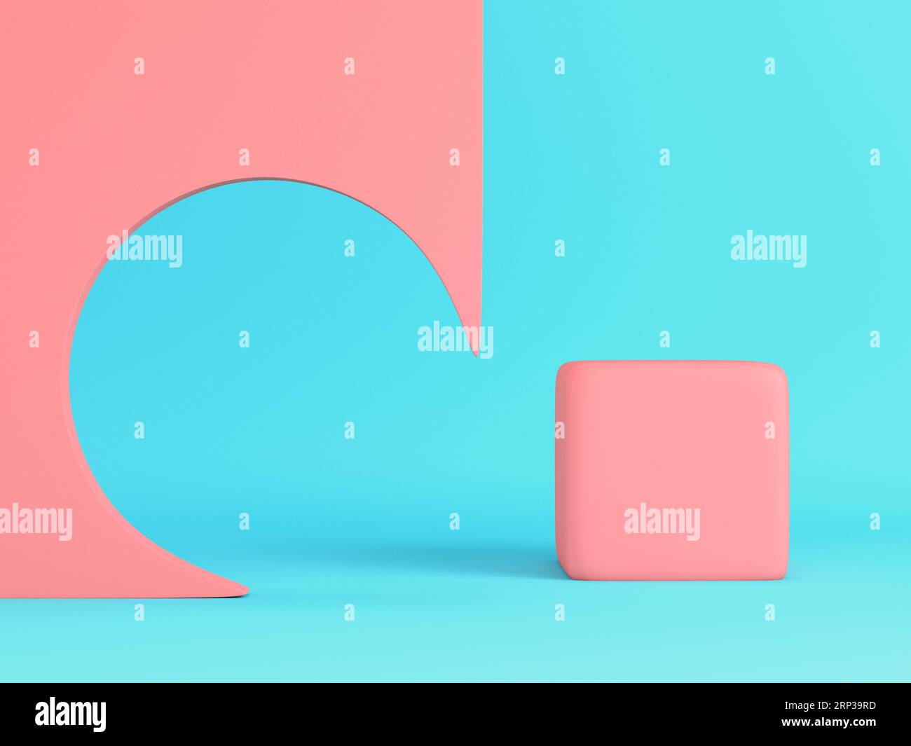 Abstract pink geometrical shape with cube for display product on bright ...