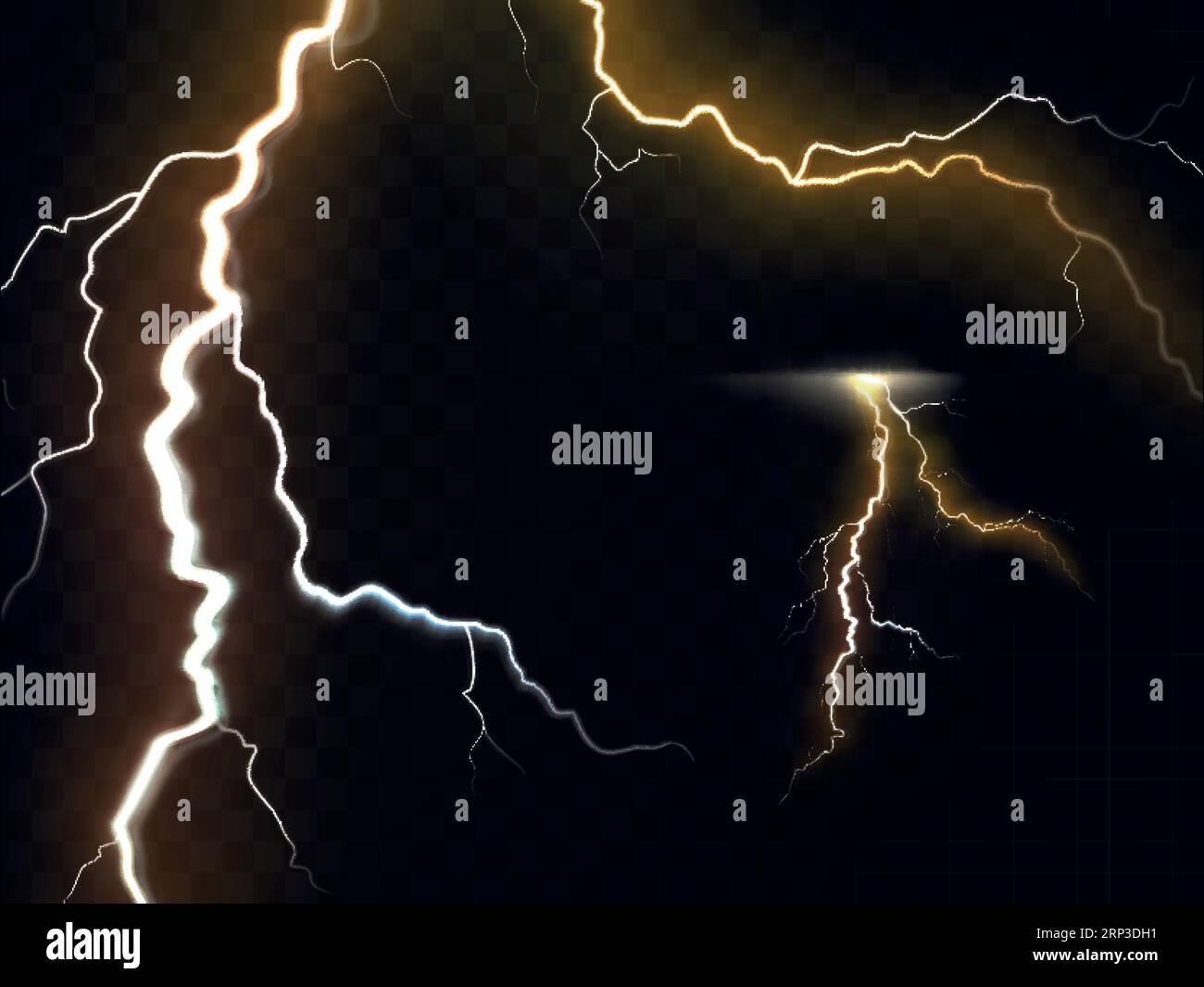 Vector illustration of 3d realistic lightning or thunderbolt isolated ...