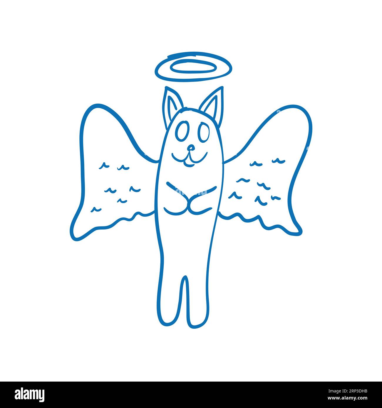 Angel Line Drawing Cat
