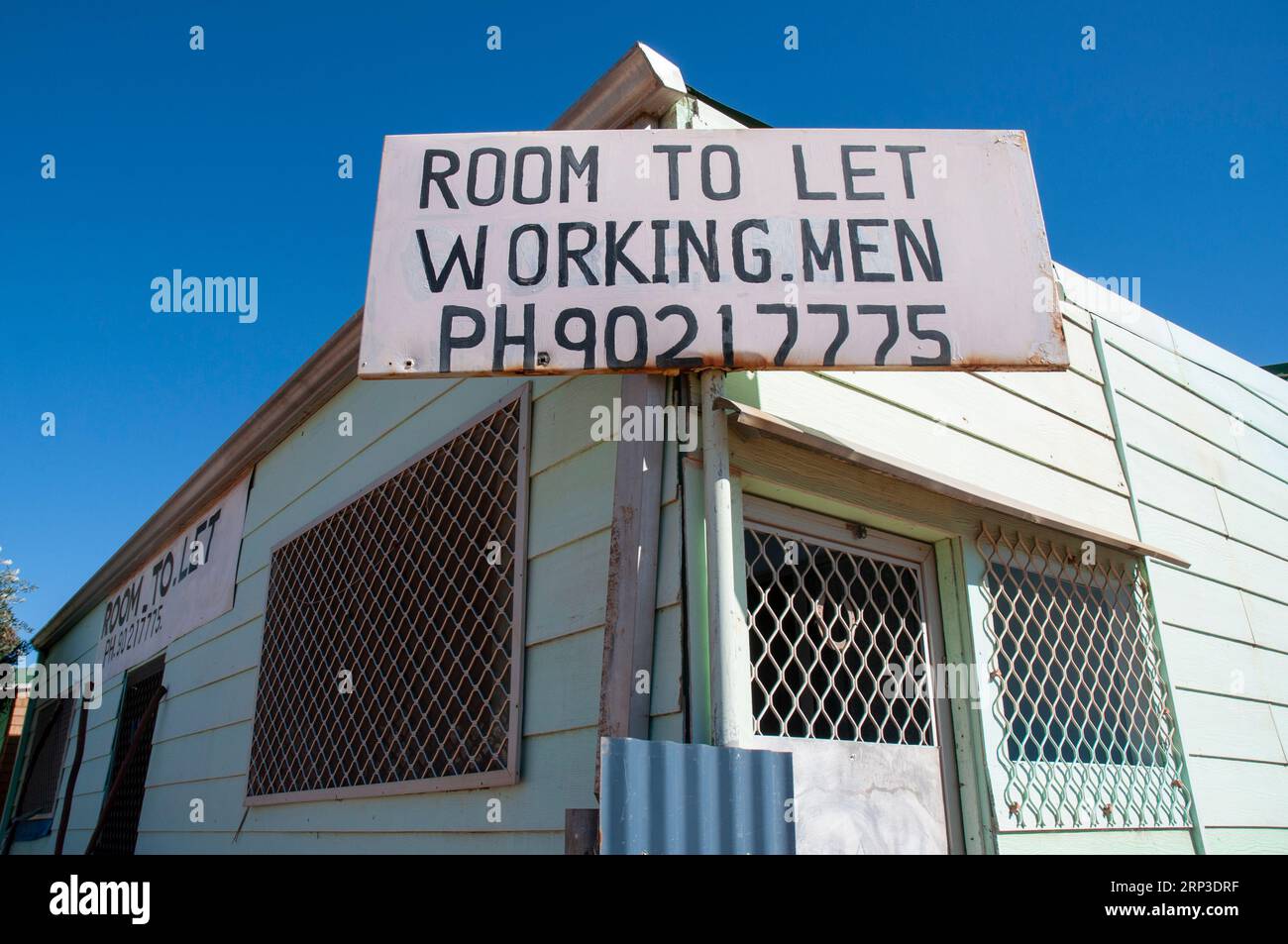 Sign advertising basic accommodation for working men in NSW country ...