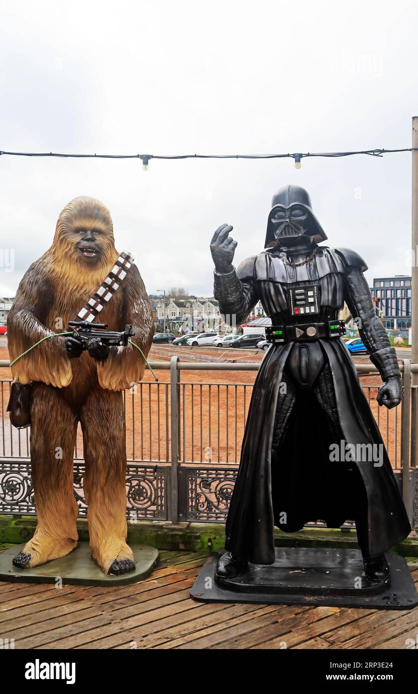 Darth Vader and Chewbacca Star Wars life size figures at Paignton pier ...
