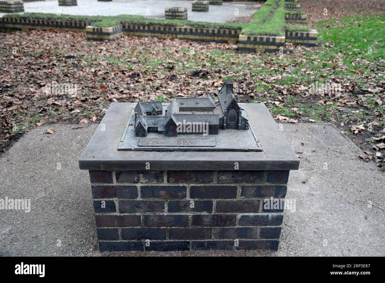 Small scale model in brass of the friary, Cooper's Field, Bute Park ...