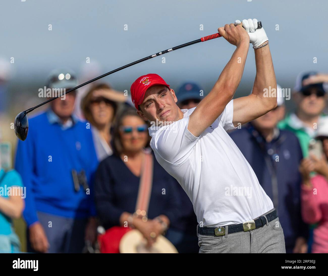 Ben James during day two of the 2023 Walker Cup at St Andrews. Picture ...