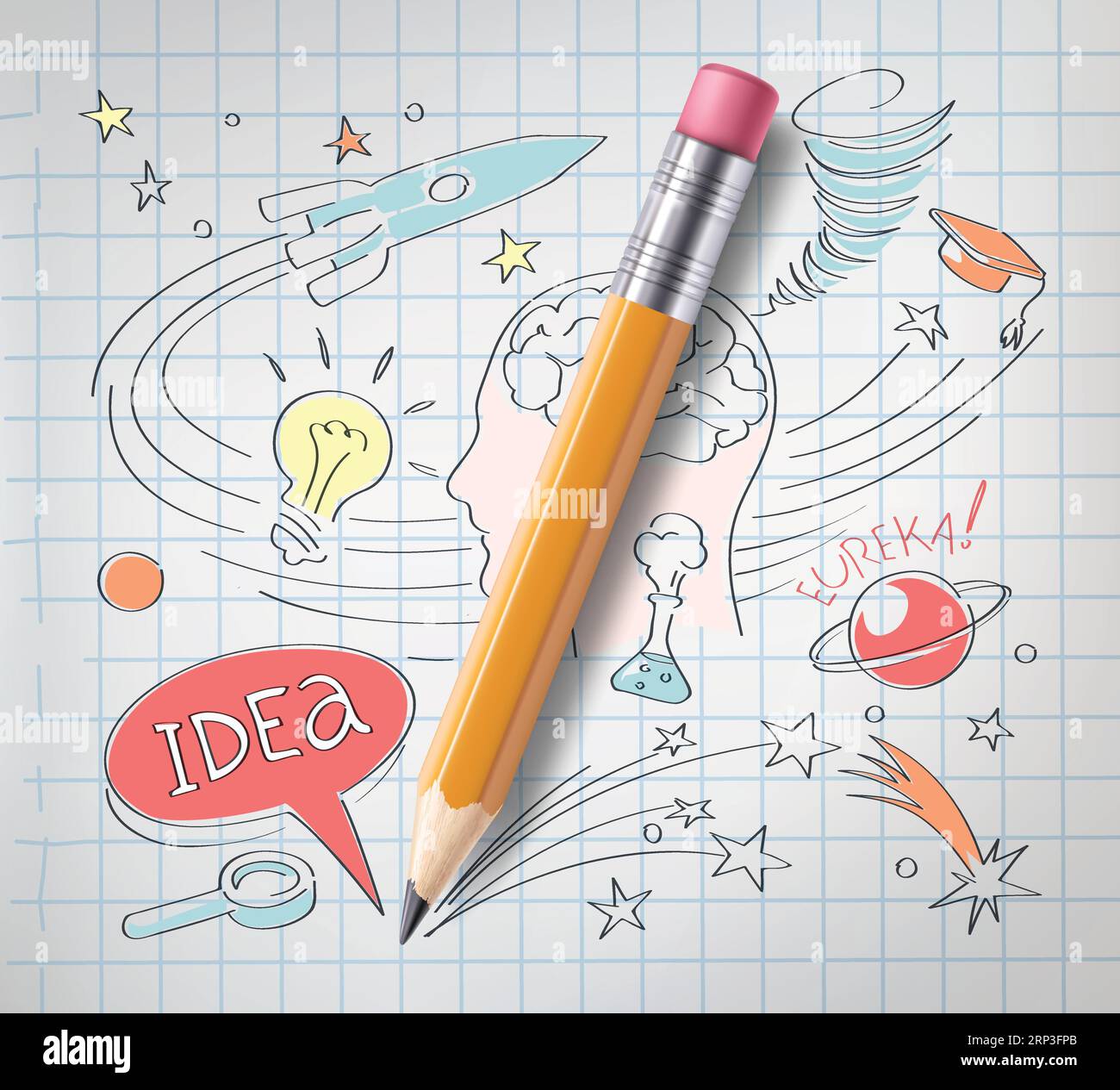 Vector illustration single colored pencil hi-res stock photography and ...