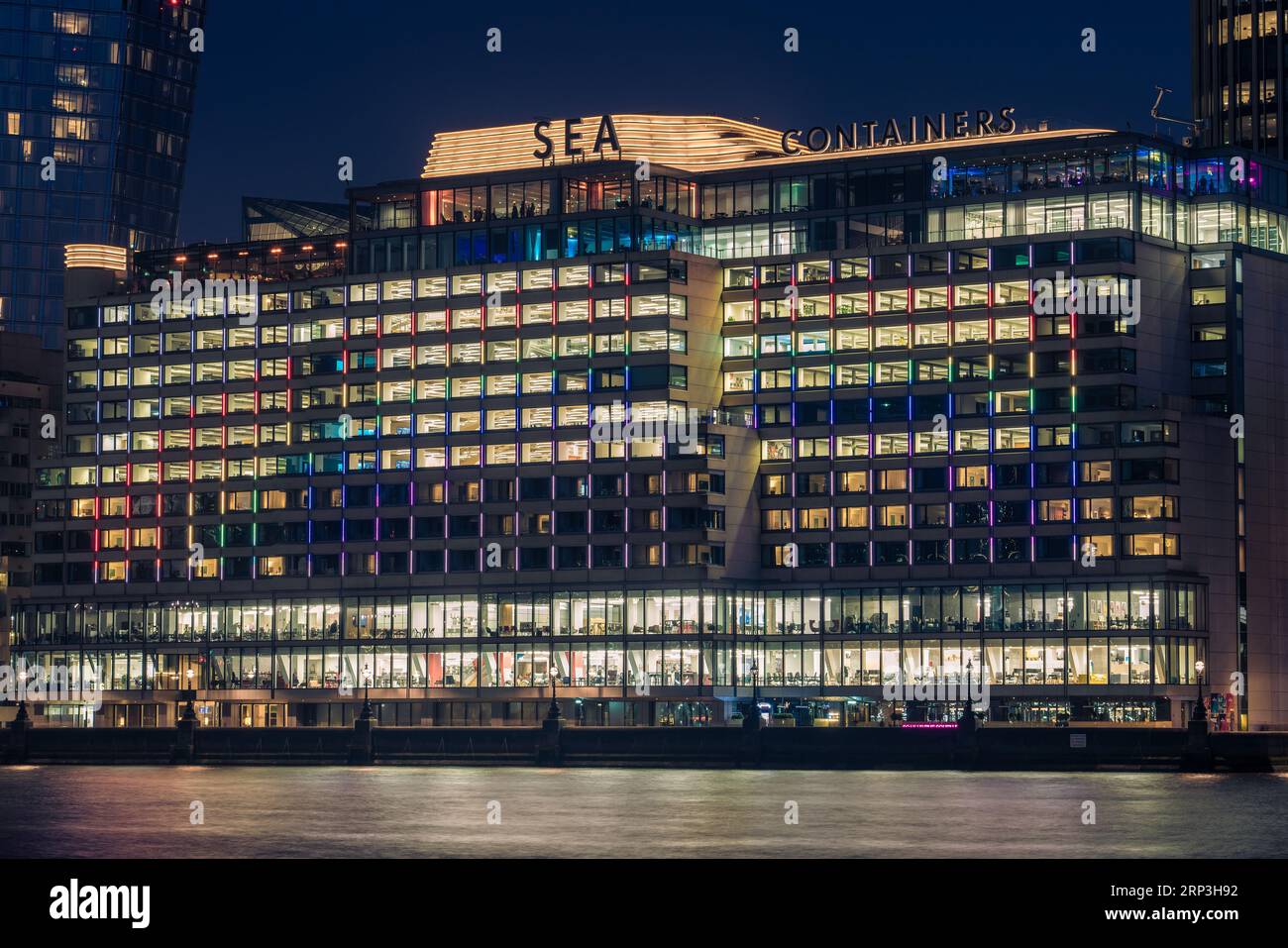 Night view of the Sea Containers House, an iconic hotel and modern ...