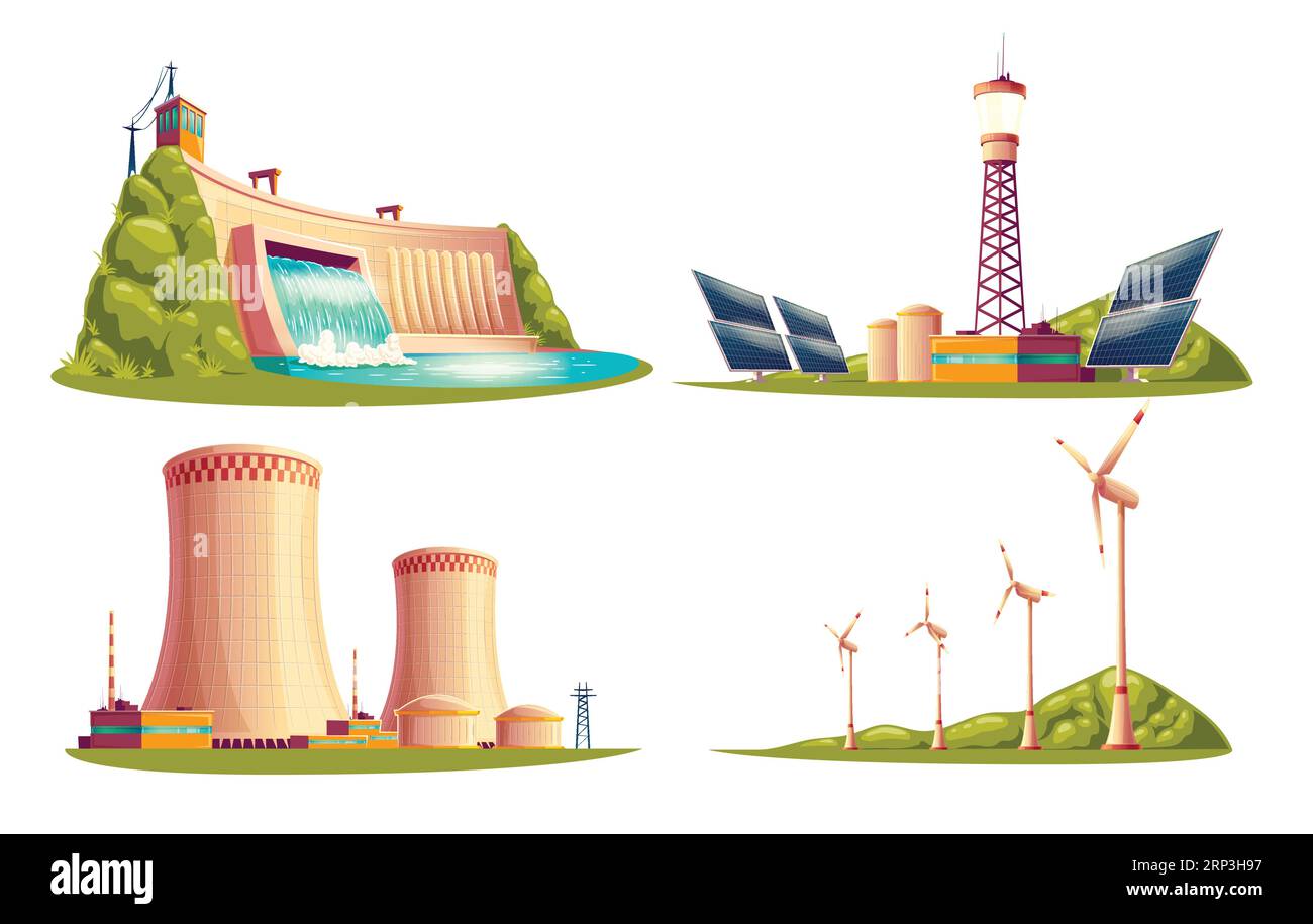 Cooling tower and solar panel Stock Vector Images - Alamy