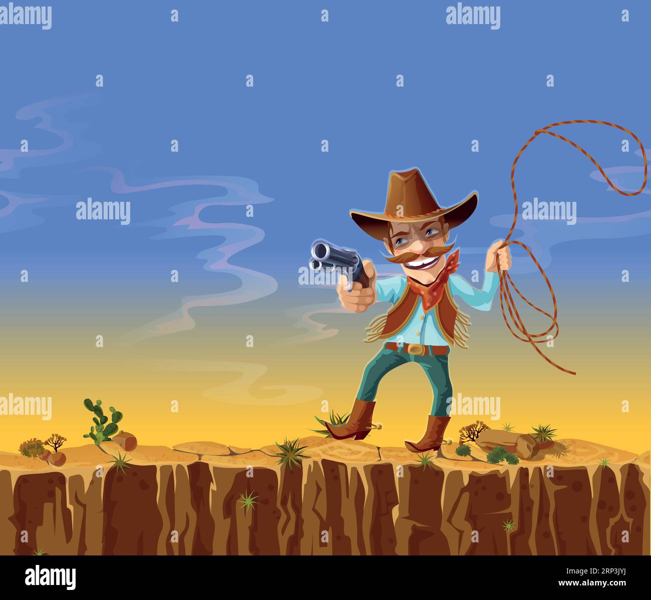 Cartoon wild west landscape cowboy hi-res stock photography and images ...