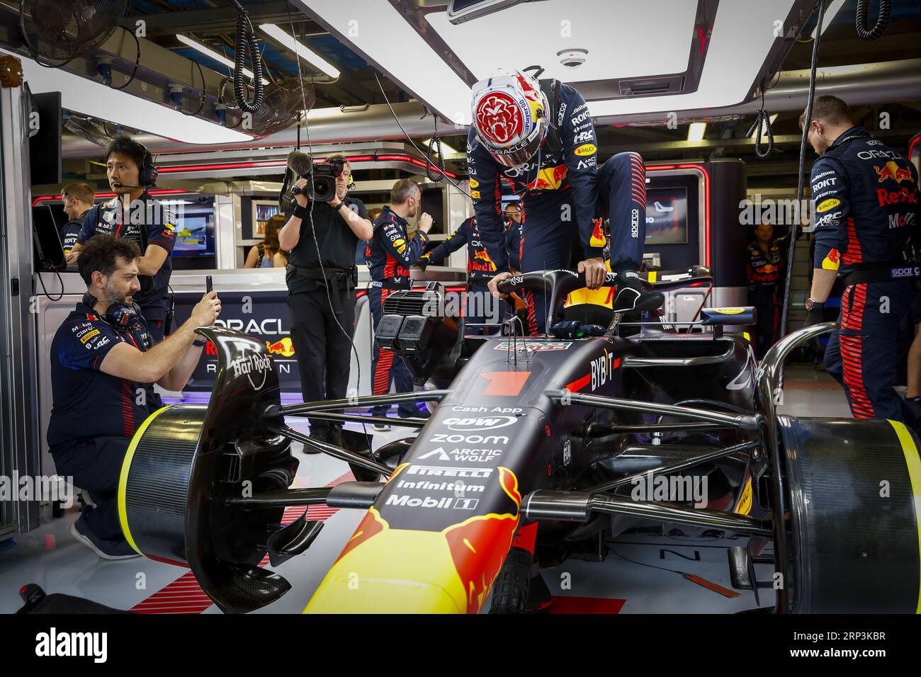 MONZA - Max Verstappen (Red Bull Racing) gets into his car before the ...