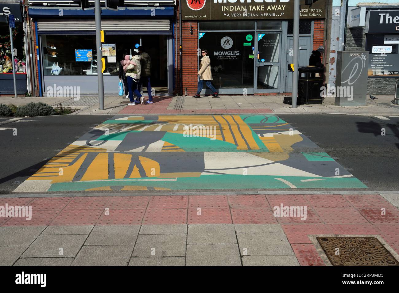 Unusual design for a pedestrian crossing, Cardiff. 2023 Stock Photo - Alamy