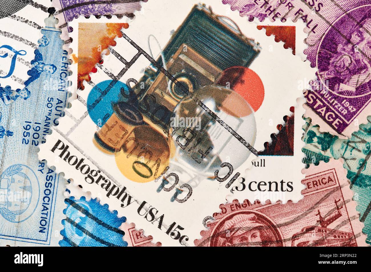 Madrid, Spain; 08-13-2023: Postage stamp from the United States of ...